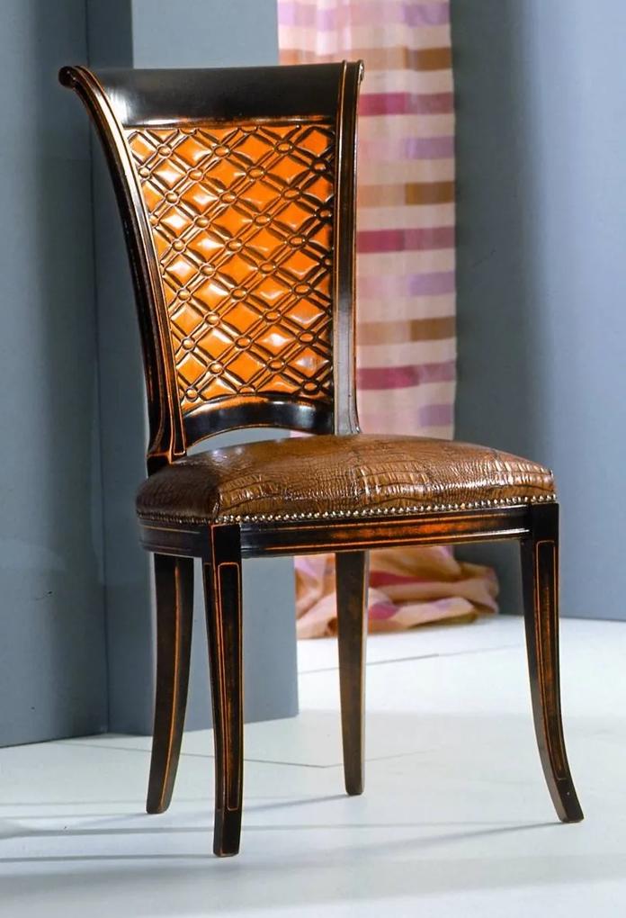 Stylová židle bez opěrek hnědá kůže zlato černý efekt 48x48x100