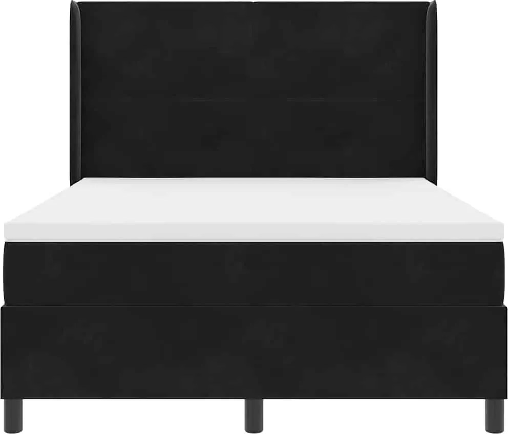Postel s boxspringem s čelo Černá 140 x 200 cm samet 3342010