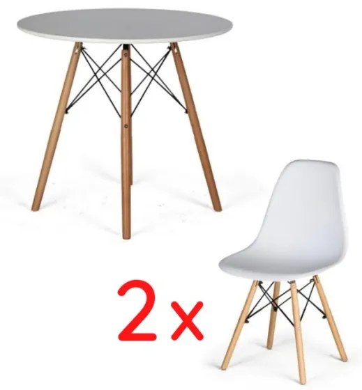 Designový jídelní stůl BELLEZA, bílý + 2x jídelní židle SANDY, bílá