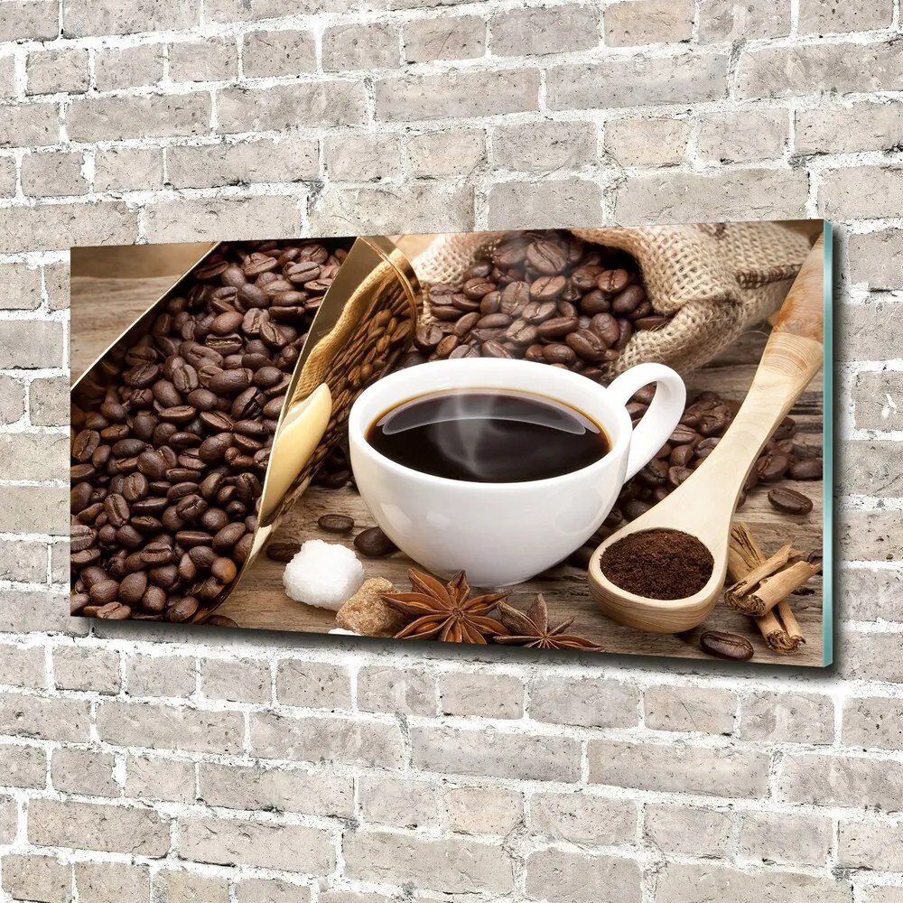 Wallmuralia Foto obraz skleněný horizontální Šálek kávy 140x70 cm