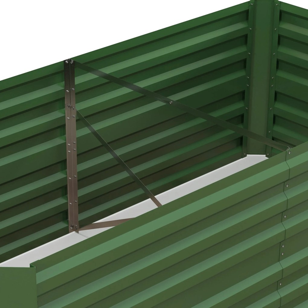 Vyvýšený zahradní záhon Outsunny z oceli, rostlinný záhon, studený rám, skládatelná nádoba na rostliny 180x90x60cm pro zahradu, balkon, terasu, zelen…