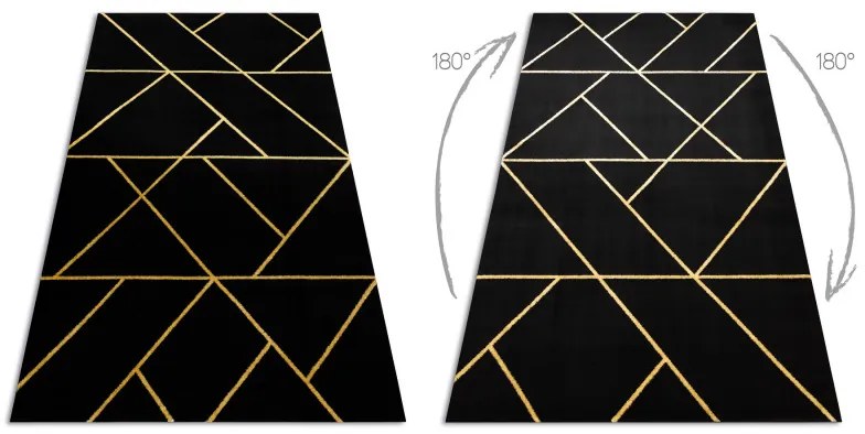 Dywany Łuszczów, Kusový koberec Emerald geometric 1012 black and gold, 180x270, černá, chodba / předsíň