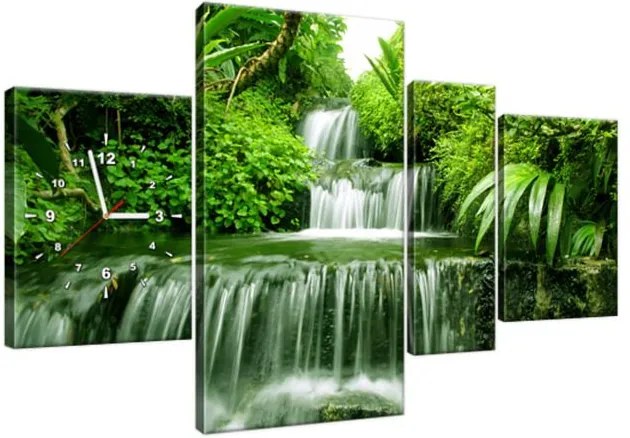 Tištěný obraz s hodinami Vodopád v deštném pralese 120x70cm ZP2353A_4AN