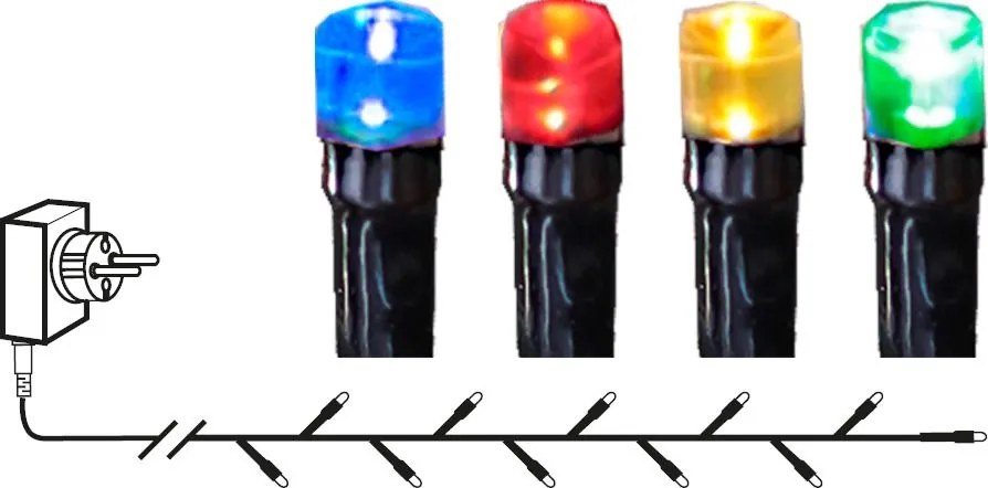 STAR TRADING Venkovní světelný LED řetěz Multicolor Flashy 7 m, černá barva, plast