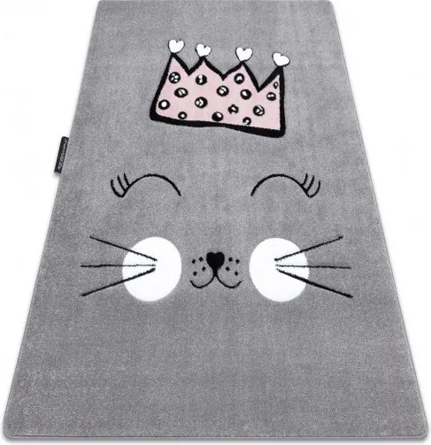 Detský kusový koberec Petit Cat crown grey, 140x190, šedá, detská izba, Dywany Łuszczów