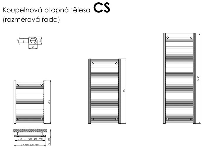 ELVL Bitherm elektrický radiátor CS.E 480 x 1690 mm Chrom ELVL0460