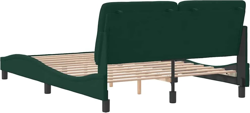 Rám postele bez matrace tmavě zelená 140 x 190 cm samet 3207920