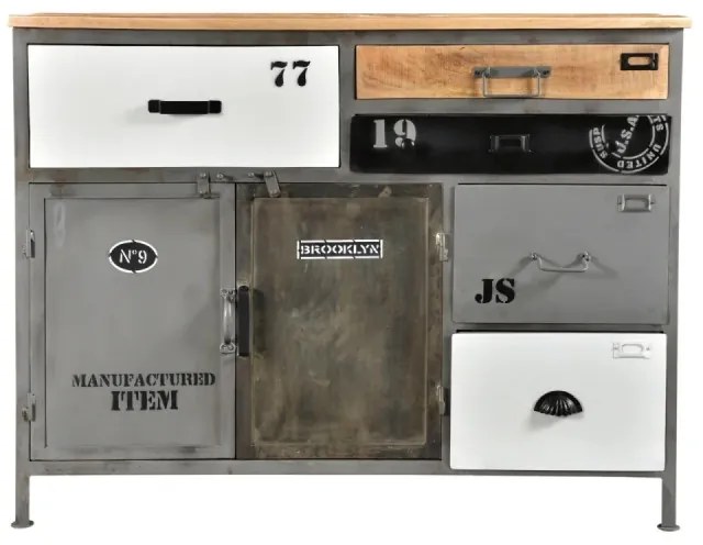 furniture-nabytek.cz - Masivní komoda Pineford z mangového dřeva, lakovaná, vícebarevná – 120×45×96 cm