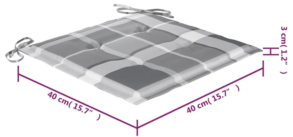 vidaXL Marketos Zahradní židle s šedými károvanými poduškami 4 ks masivní teak