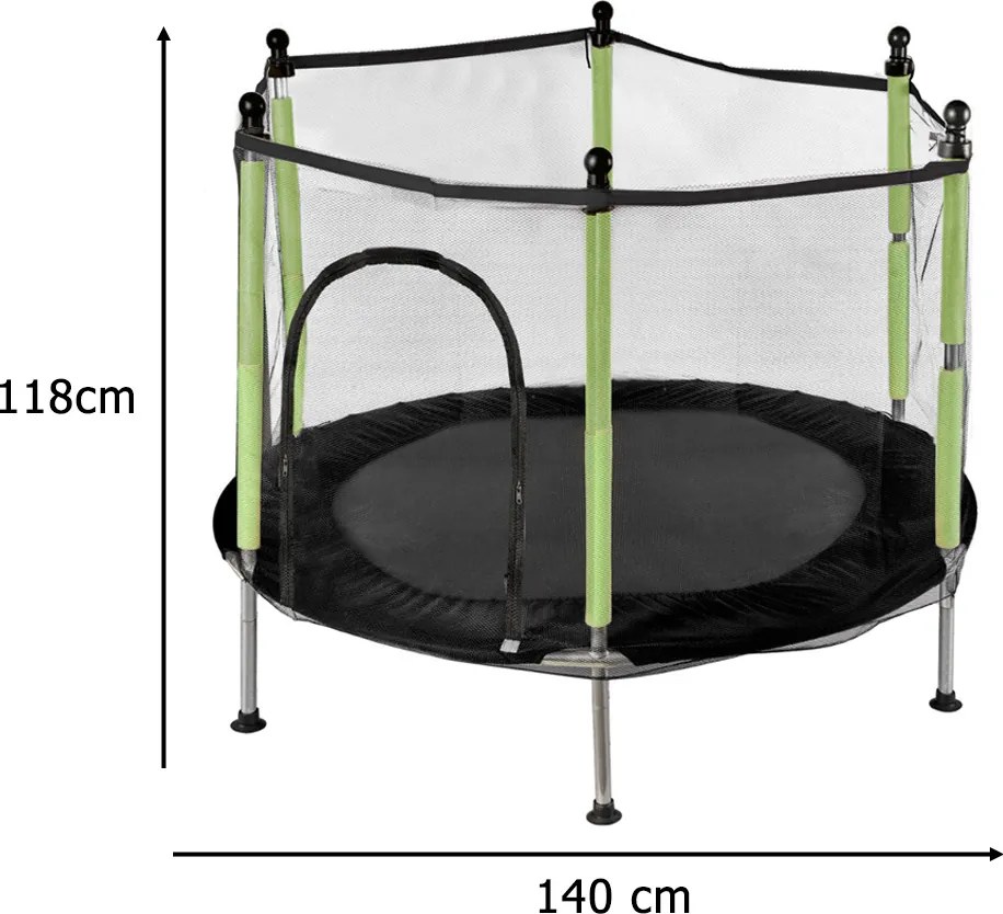 Creative Corner Trampolína pro domácí zahradu pro děti míčová síť 140cm 55inch zelená