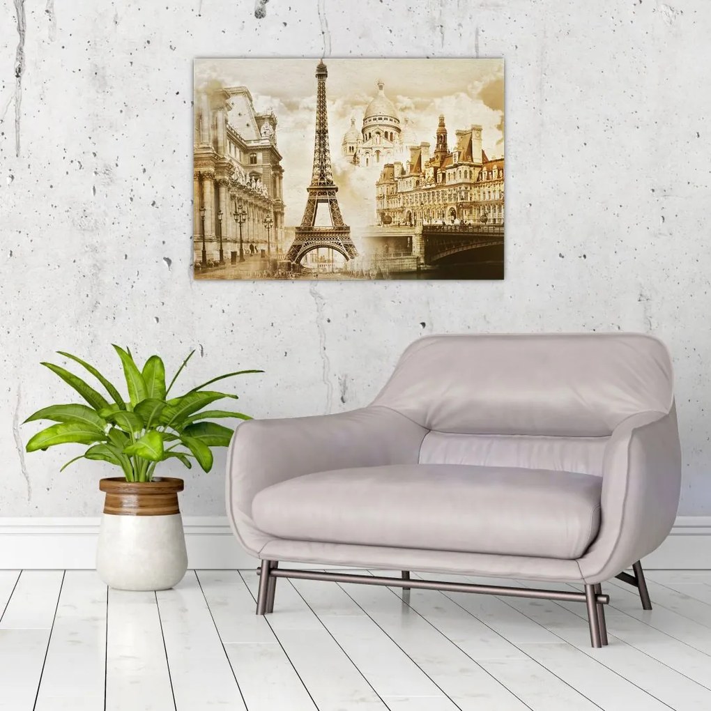 Skleněný obraz - Pařížské památky (70x50 cm)