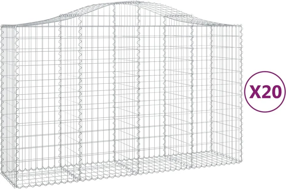 Klenuté gabionové koše 20ks 200x50x120/140cm pozinkované železo 3145676