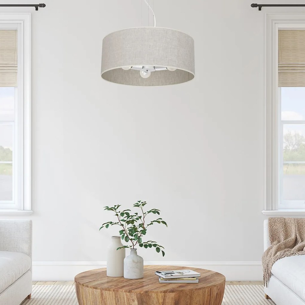 Závěsné svítidlo Lino, 1x lněné stínítko, (fi 50cm), w