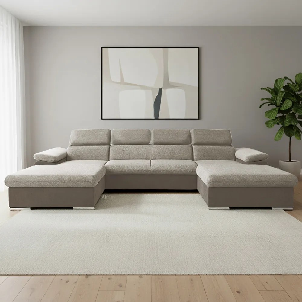 Sedací souprava COOL III | 191x350x191 cm | rozkládací + 2x úložný prostor | béžová 02/03