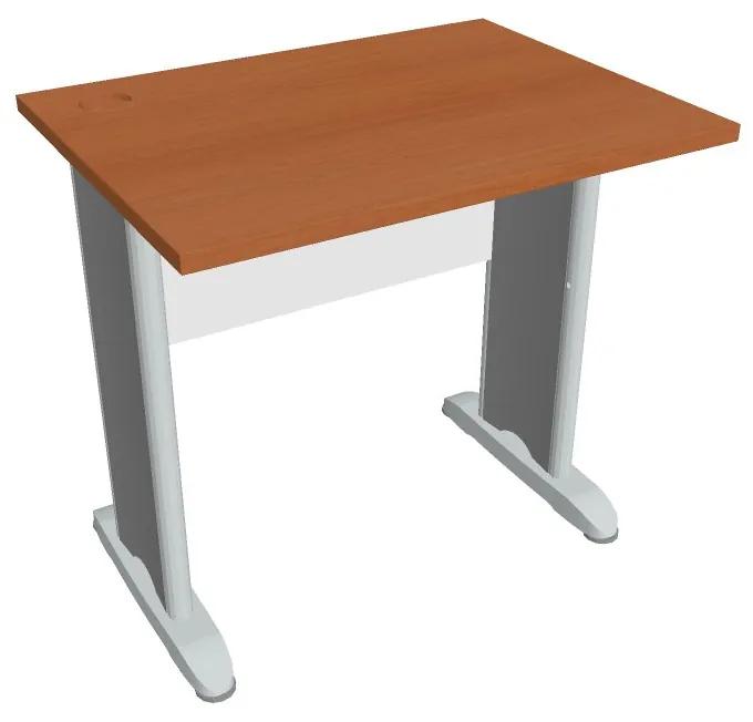 Stůl pracovní rovný 80 cm hl. 60 cm - Hobis Cross CE 800 Dekor stolové desky: třešeň, Dekor lamino podnože: bílá, Barva nohou: Stříbrná