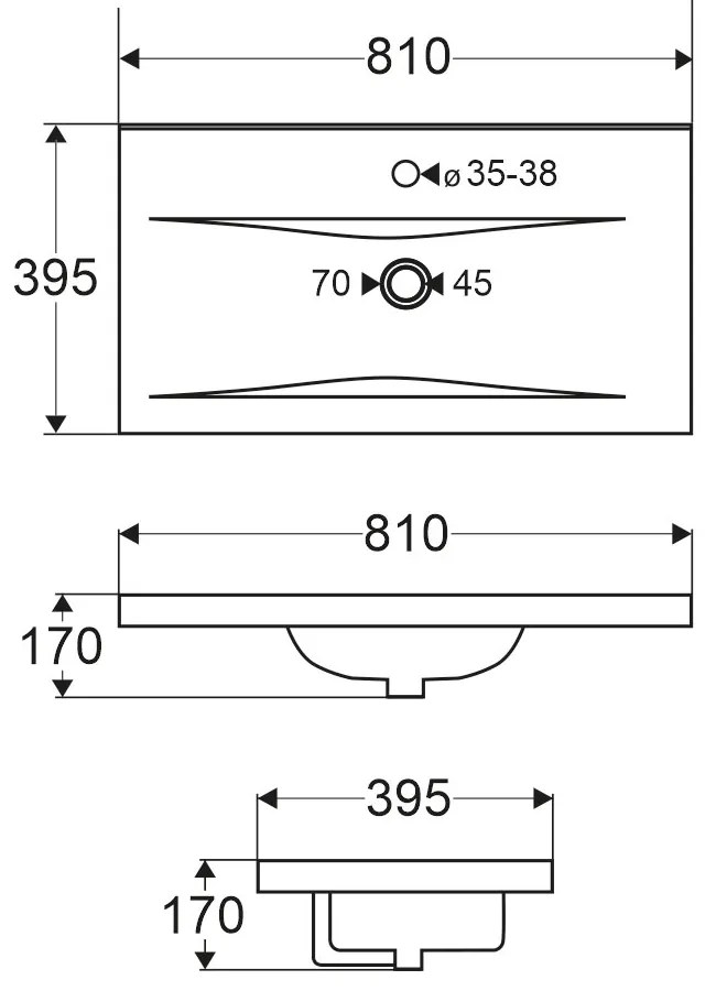 Mereo nábytkové umyvadlo 81 x 39,5 x 17 cm keramické bílá UC8139