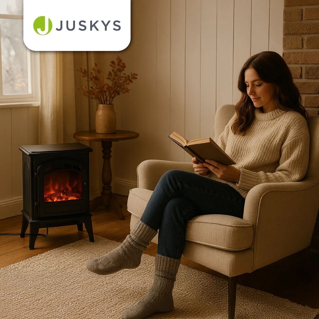 Juskys Elektrický krb 2 000 W s efektem plamene Barva: Bílá