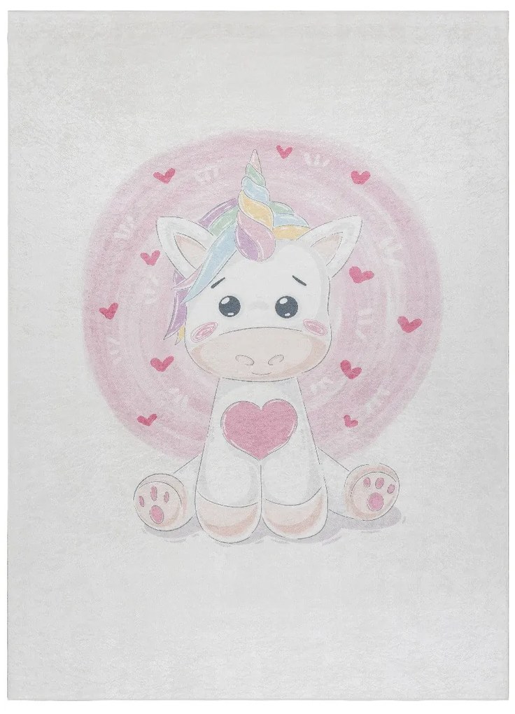 Dywany Łuszczów, Dětský kusový koberec Bambino 1128 Unicorn, 80x150, růžová, dětský pokoj