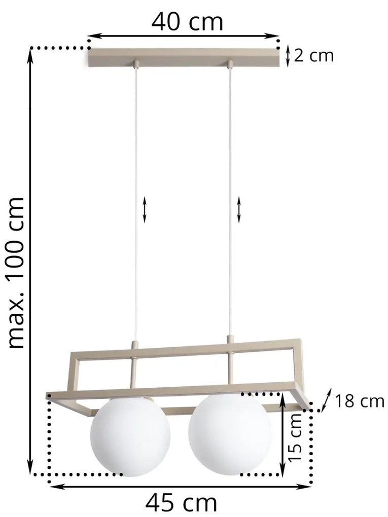 Závěsné svítidlo Florence, 2x bílé skleněné stínítko, be/g