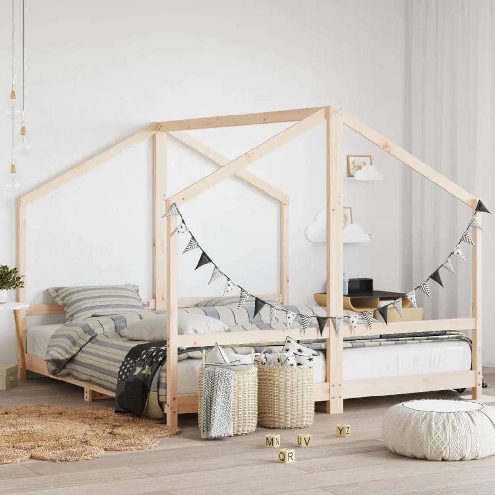 vidaXL Dětská postel 2x (90 x 200) cm masivní borové dřevo [3200591] Barva: Bílá