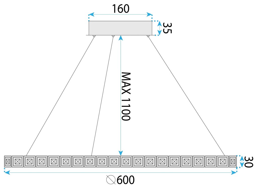 Toolight Závěsné LED osvětlení Crystal LE1 MS010-CP 59 cm chrom