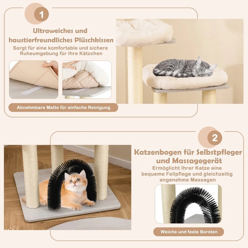 Costway 176 cm 6patrové škrabadlo s útulnými podložkami a jeskyně a cat arch