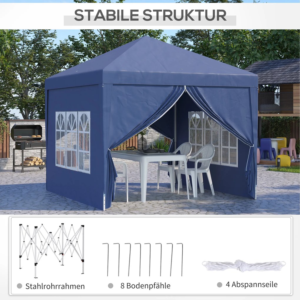 Pavilon Outsunny 3x3m, Voděodolný a Stabilní Zimní Stan s Rychlým Sestavením, UV Ochrana 50+, Skládací Párty Stan s 4 Bočními Stěnami pro Zahradu, Mo…