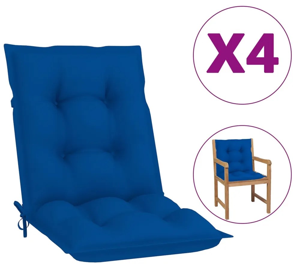 314309 vidaXL Podušky na zahradní židle 4 ks královsky modré 100 x 50 x 7 cm