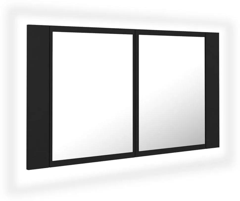 Petromila LED koupelnová skříňka se zrcadlem černá 80 x 12 x 45 cm akryl