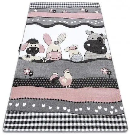 koberec PETIT FARMA ZVÍŘATA,      růžový velikost 180x270 cm | krásné koberce cz