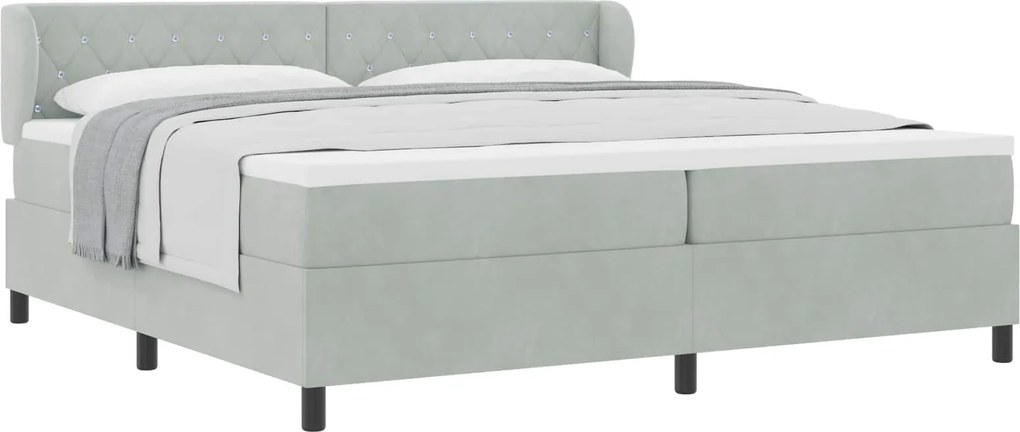 Postel s boxspringem s matrací Světle šedá 200 x 200 cm samet 3340352