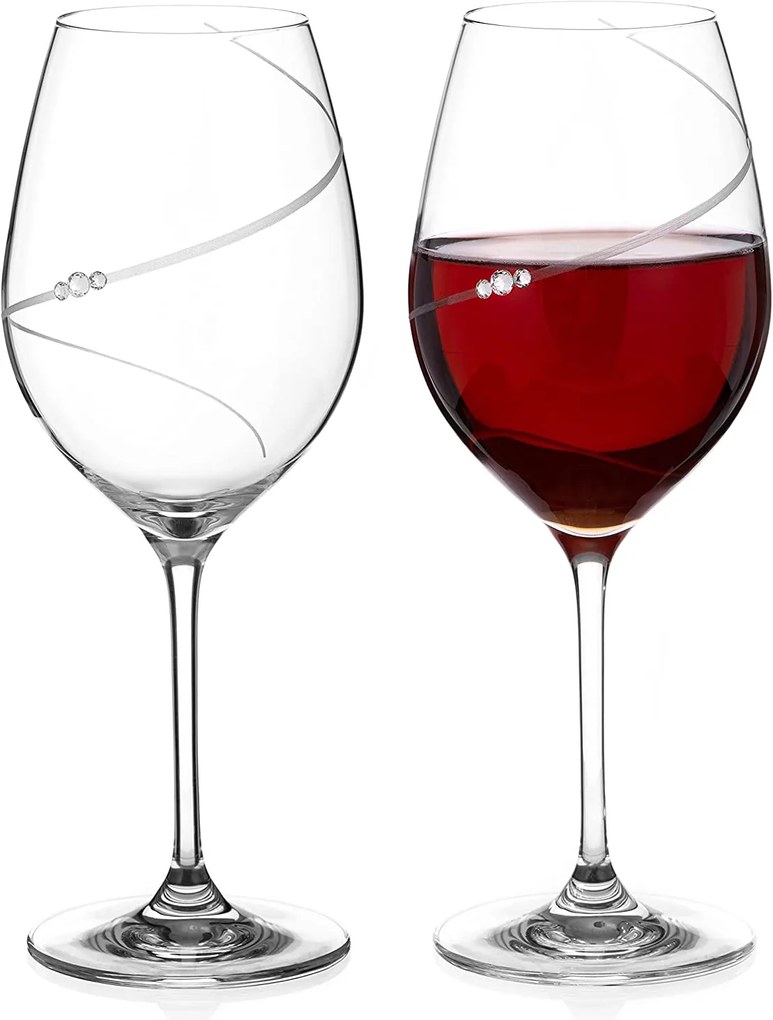 Diamante sklenice na červené víno Silhouette City s kamínky Swarovski 470 ml 2KS