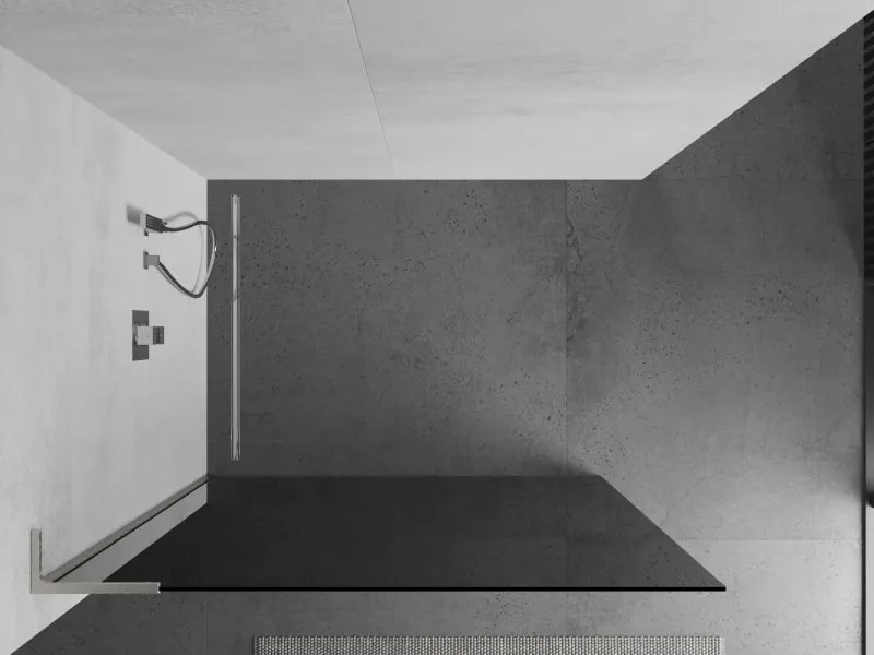 Mexen Kioto L, sprchová zástěna Walk-In 110 x 200 cm, 8mm šedé sklo, broušená ocel profil, 800-110-103-97-40