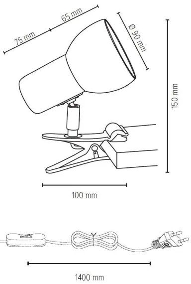 Spot-Light 2224174WK - Lampa s klipem SVENDA 1xE27/60W/230V