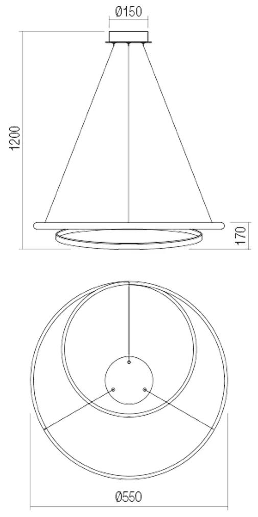 Redo 01-1889 závěsné LED stmívatelné svítidlo Torsion bronz, 29W, 4000K, ø55cm