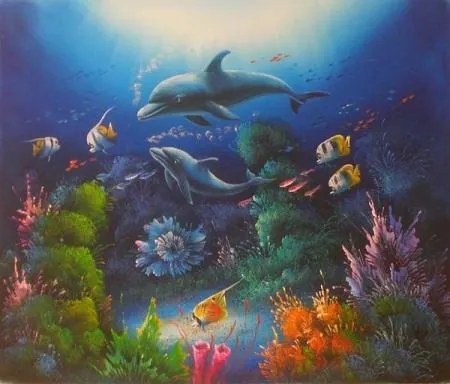 Schůzka delfínů - 50 x 60 cm