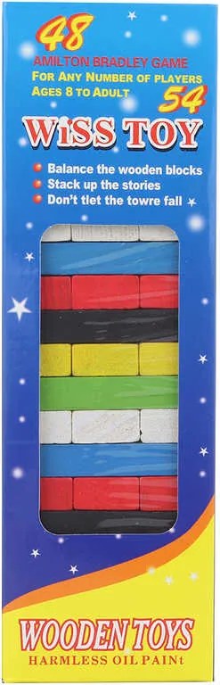 _Ostatní 1_ Hra DŘEVO Věž Jenga barevná malá 48 dílků *SPOLEČENSKÉ HRY* 93827