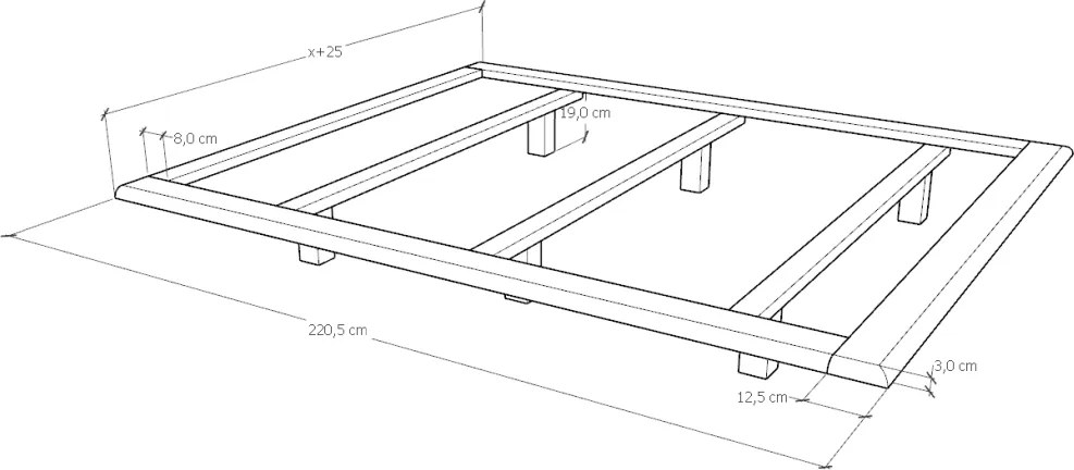 Postel Flat z masivního dřeva Jasan 200x200