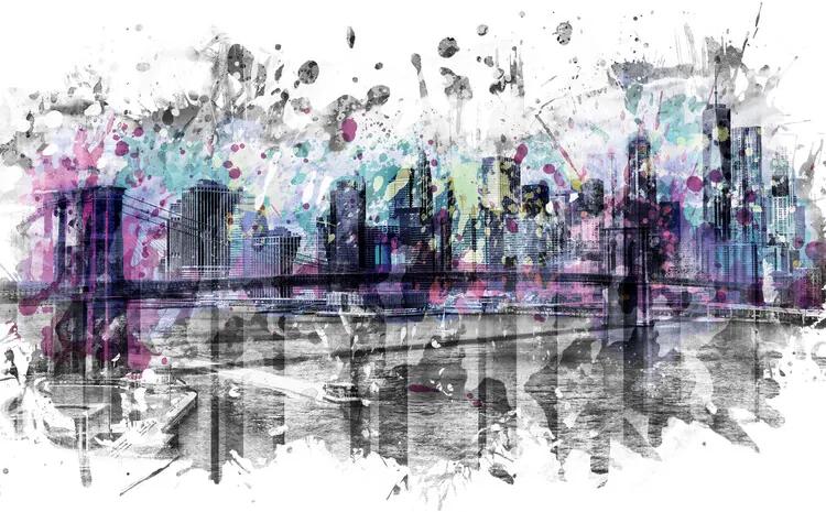 Ilustrace Modern Art NEW YORK CITY Skyline Splashes, Melanie Viola, (40 x 26.7 cm)
