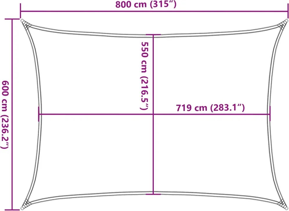 vidaXL Marketos Plachta proti slunci 160 g/m² bílá 6 x 8 m HDPE
