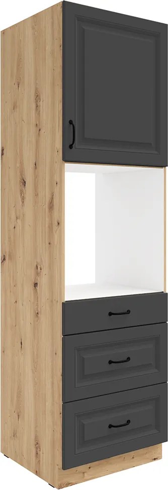 STILO gr | vysoká skříňka 60 DPS-210 3S 1F na vestavnou troubu | 60 cm | UNI dvířka | artisan/grafit