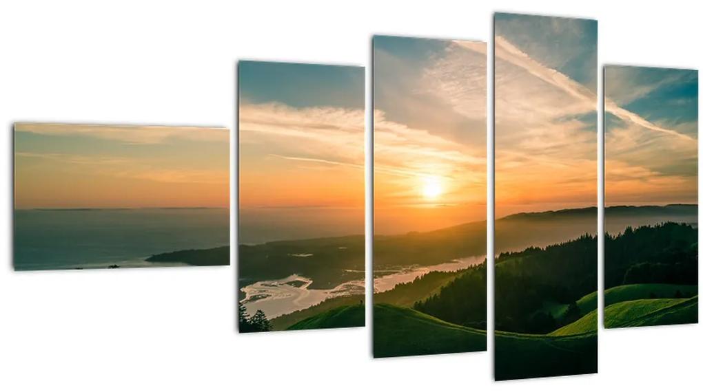 Obraz východu slunce nad mořem (110x60 cm), 40 dalších rozměrů