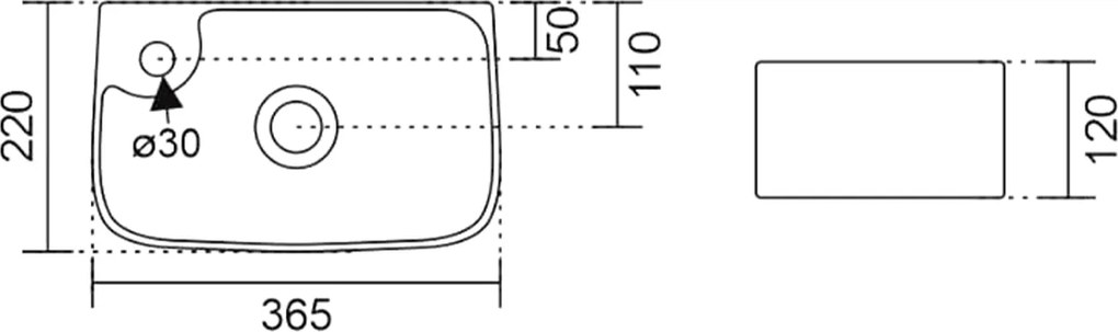 Aqualine Aqualine, BELLE keramické umyvadlo 36x22cm, bílá, NP365