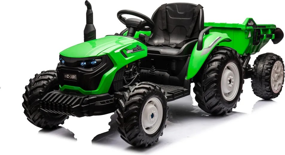 LEAN CARS Akumulátorový traktor HC-306 s přívěsem, světle zelený, 24 V
