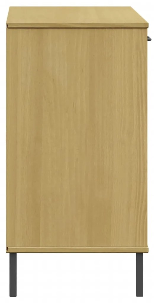 Příborník Oslo s kovovými nohami - masivní dřevo - 113x40x77 cm | hnědý