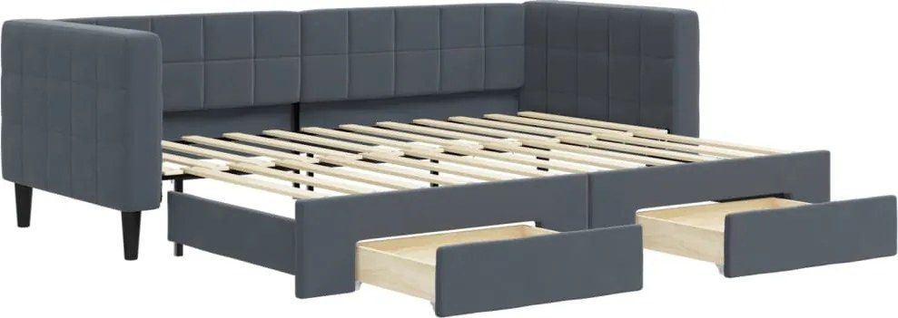 Válenda s přistýlkou a zásuvkami tmavě šedá 80 x 200 cm samet 3196733