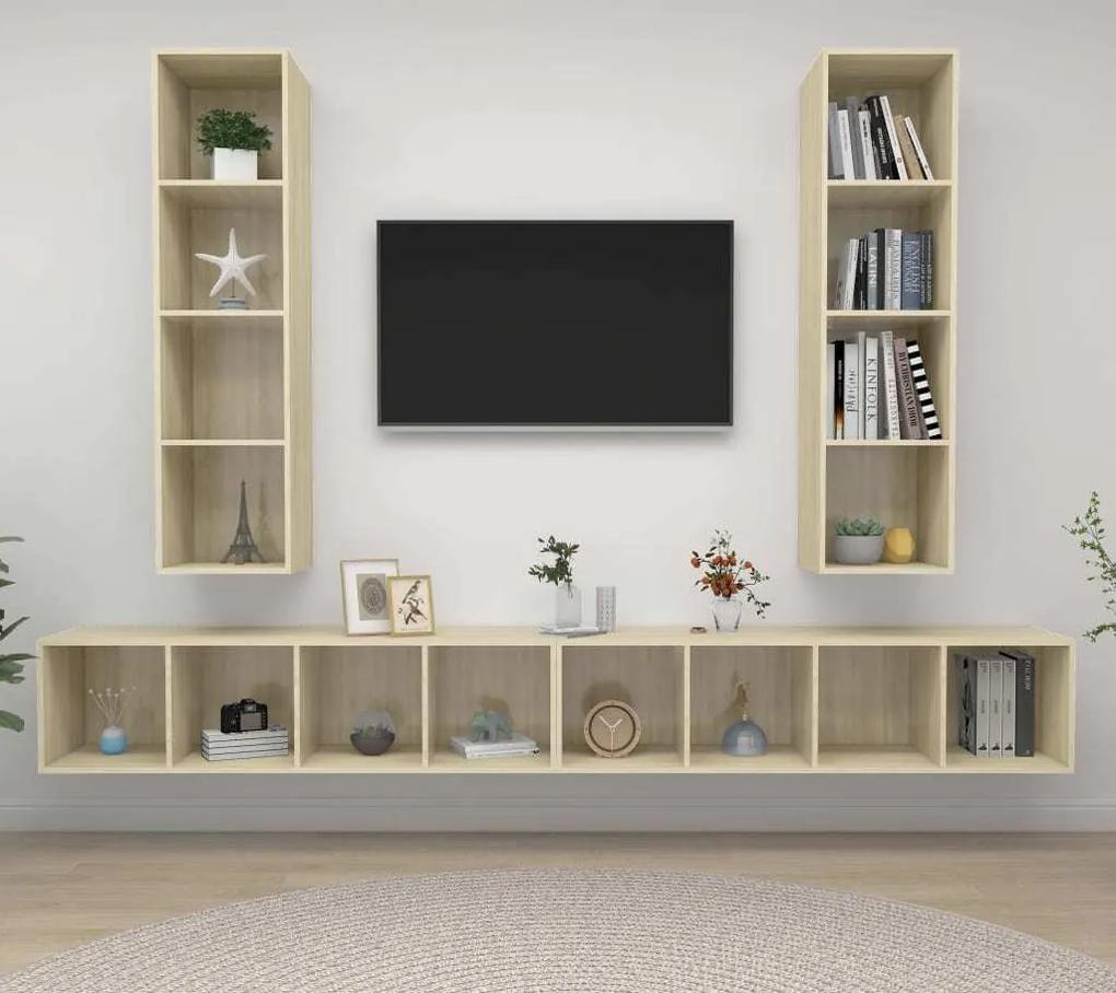 vidaXL Nástěnné TV skříňky 4 ks kompozitní dřevo [3079890] Barva: černá s vysokým leskem
