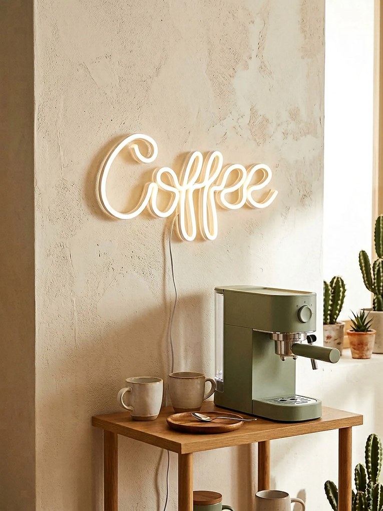 Sinsay - LED neonová lampa ve tvaru nápisu Coffee - bílá