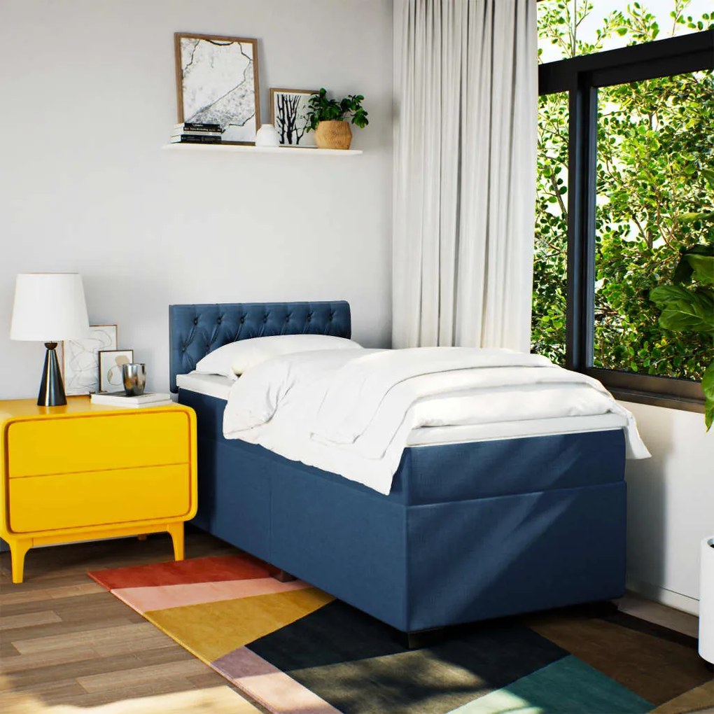 Box spring postel s matrací modrá 80x200 cm textil 3285728