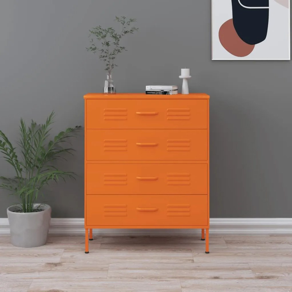 Komoda se zásuvkami oranžová 80 x 35 x 101,5 cm ocel 336201